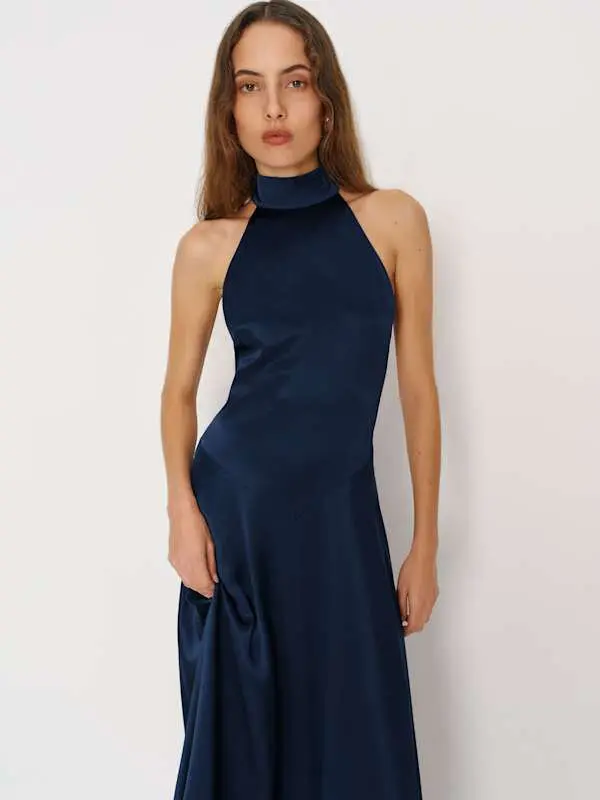 REFORMATION Katelyn Silk Maxi Dress - Blue