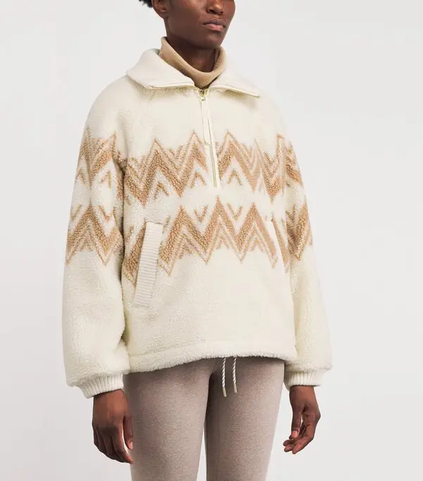 Varley Hendrik Faux Shearling Half-zip Sweatshirt - Ivory