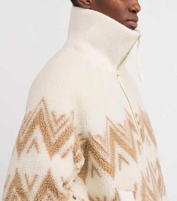 Varley Hendrik Faux Shearling Half-zip Sweatshirt - Ivory