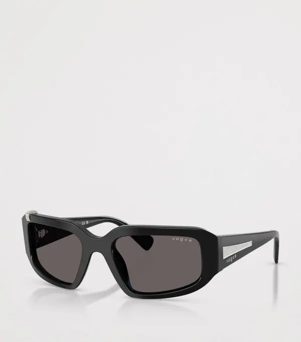 VOGUE Rhinestone Embellished Irregular Sunglasses - Black