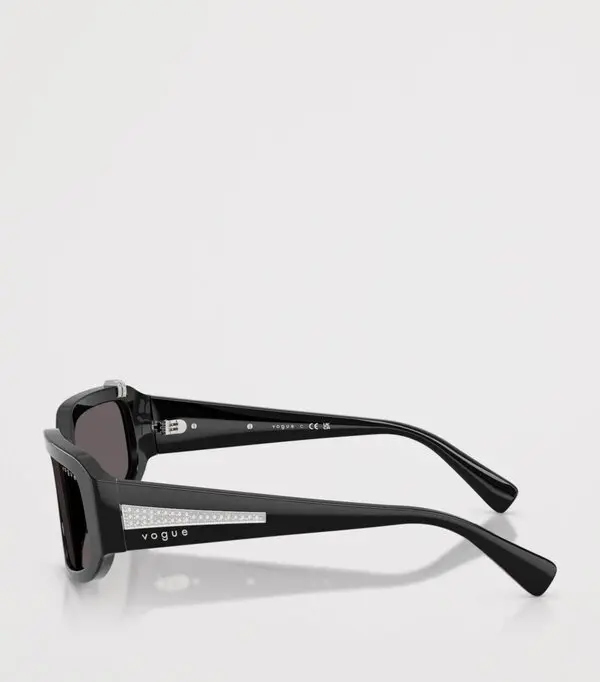 VOGUE Rhinestone Embellished Irregular Sunglasses - Black