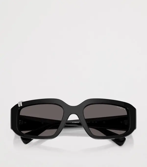 VOGUE Rhinestone Embellished Irregular Sunglasses - Black
