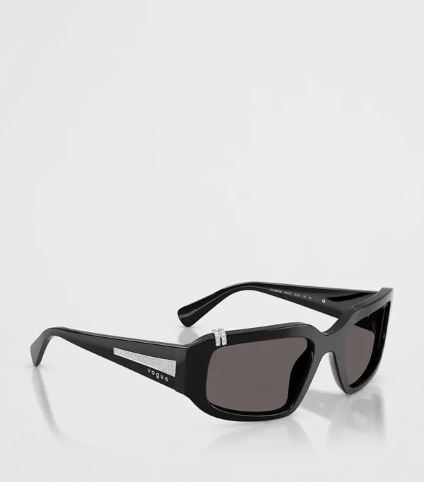 VOGUE Rhinestone Embellished Irregular Sunglasses - Black