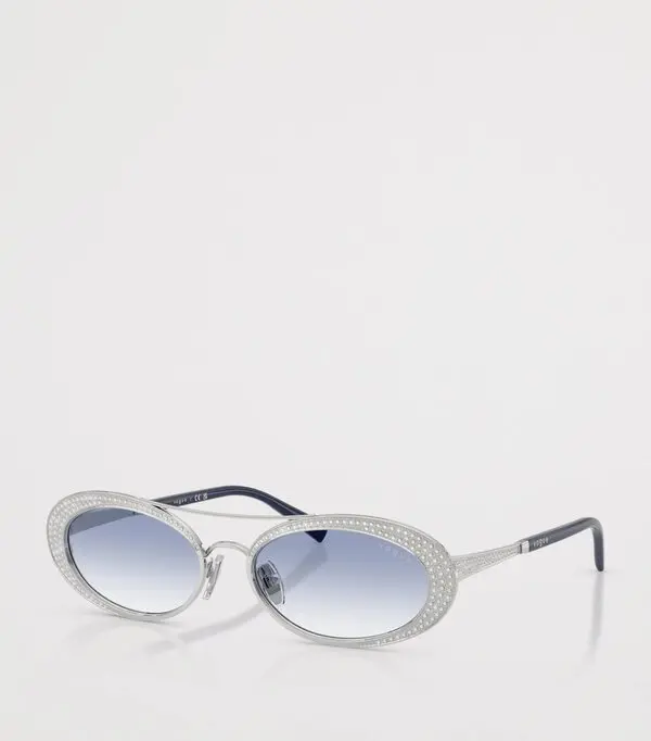 VOGUE Rhinestone Embellished Sunglasses - Silver