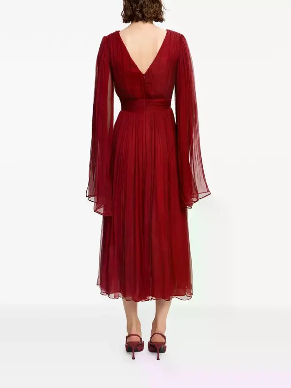 FRAMBOISE Enrica V-neck Silk Midi Dress
