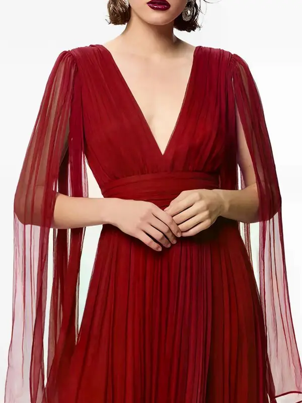 FRAMBOISE Enrica V-neck Silk Midi Dress