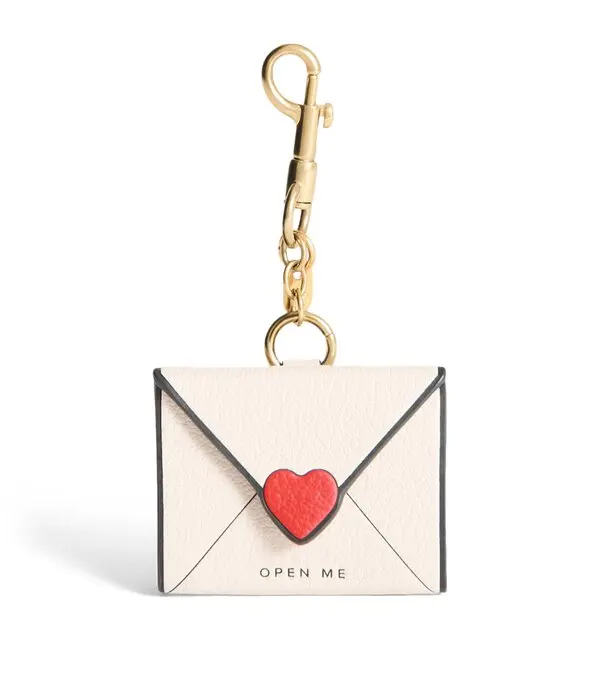 ANYA HINDMARCH Leather I Love You Bag Charm - Grey
