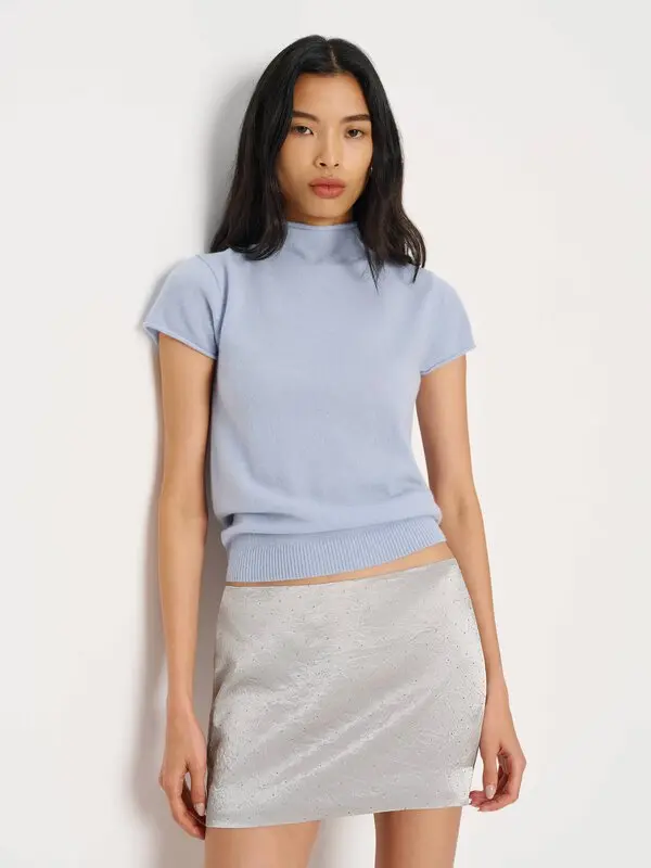 REFORMATION Carla Low Waist Mini Skirt - Silver