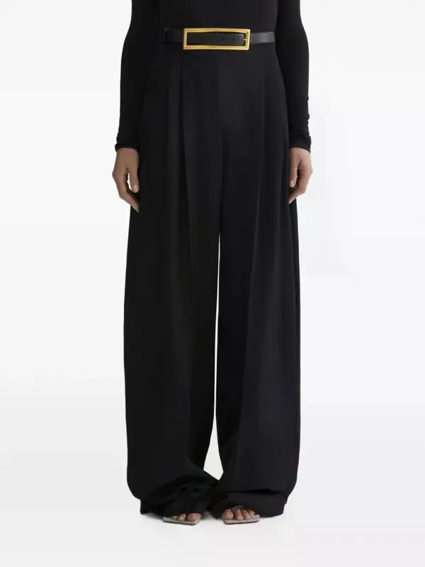 MUGLER High-waisted Wide-leg Trousers - Black