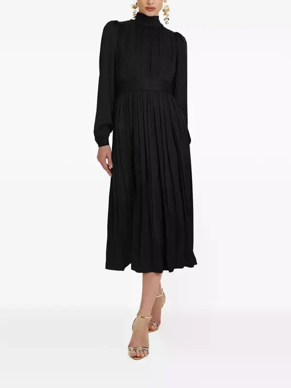 FRAMBOISE Otello Pleated Silk Midi Dress
