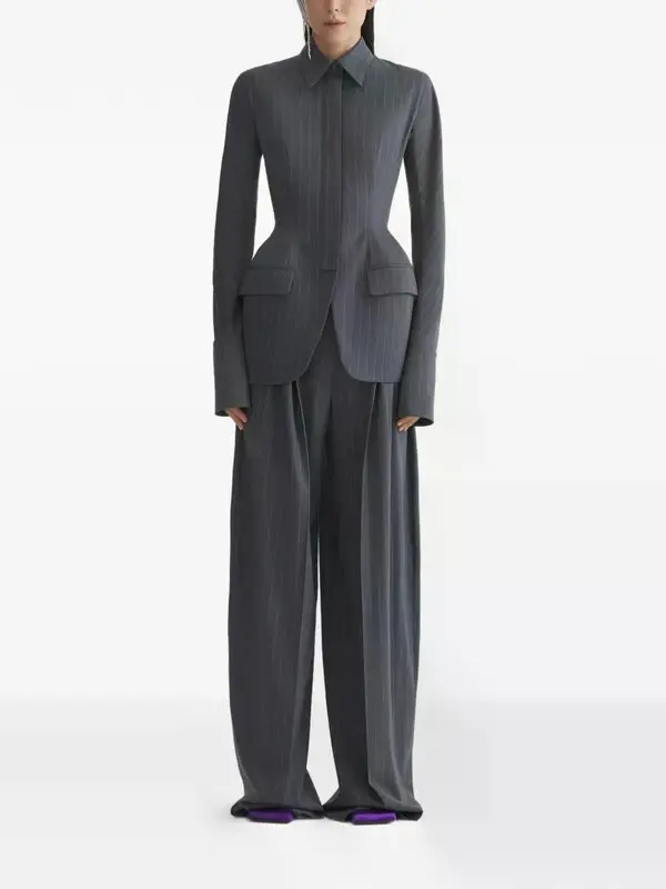 MUGLER Pinstripe Wide Leg Trousers