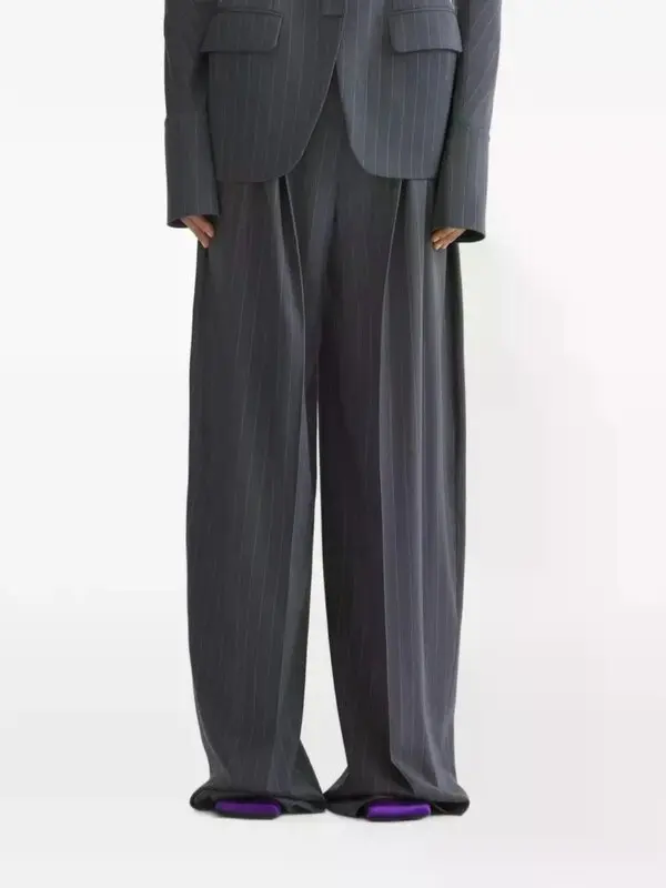 MUGLER Pinstripe Wide Leg Trousers