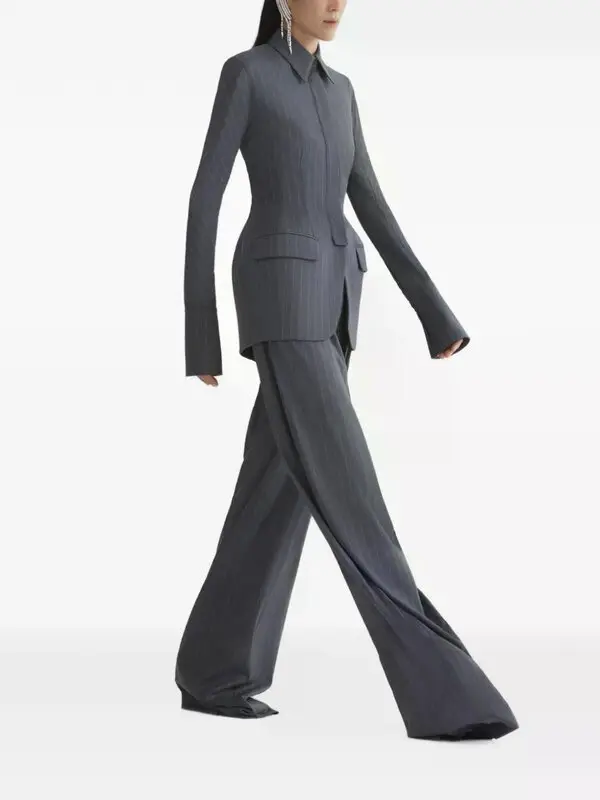 MUGLER Pinstripe Wide Leg Trousers
