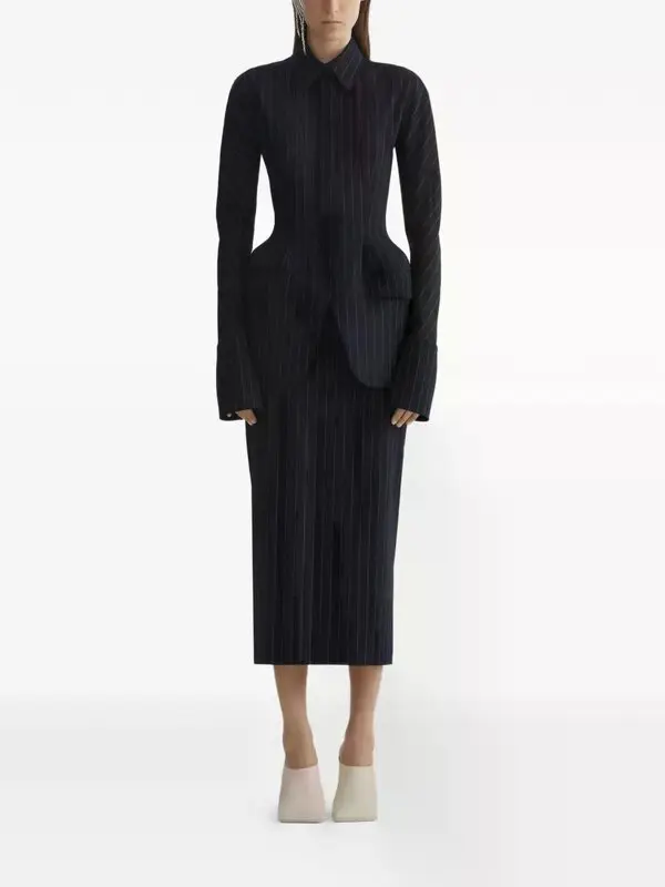 MUGLER Pinstripe Tailored Jacket - Black
