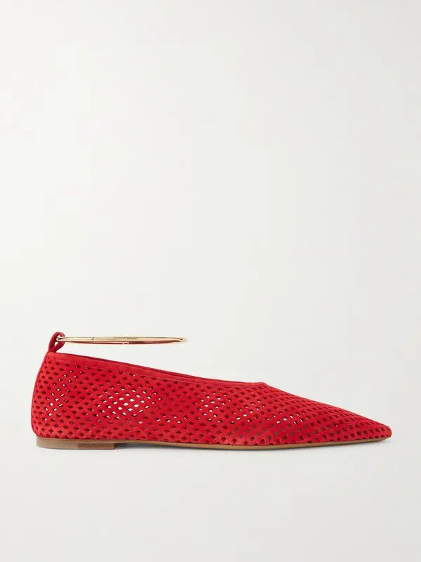 JIL SANDER Laser-cut Suede Ballet Flats