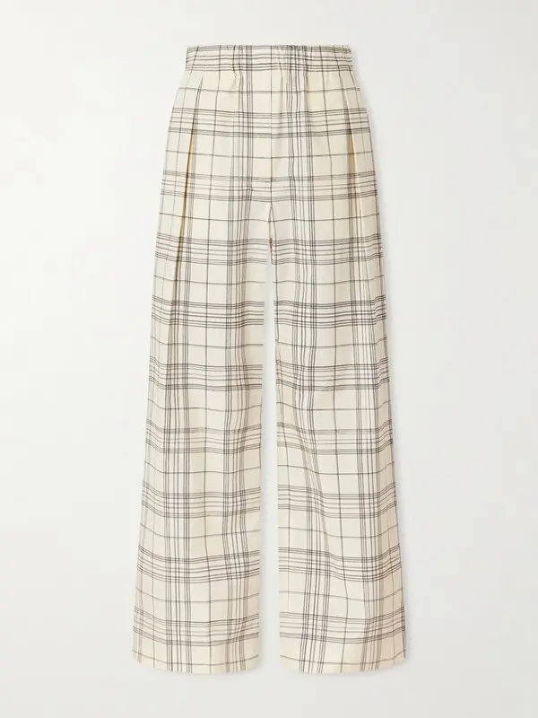 JIL SANDER Checked Cotton-poplin Wide-leg Pants