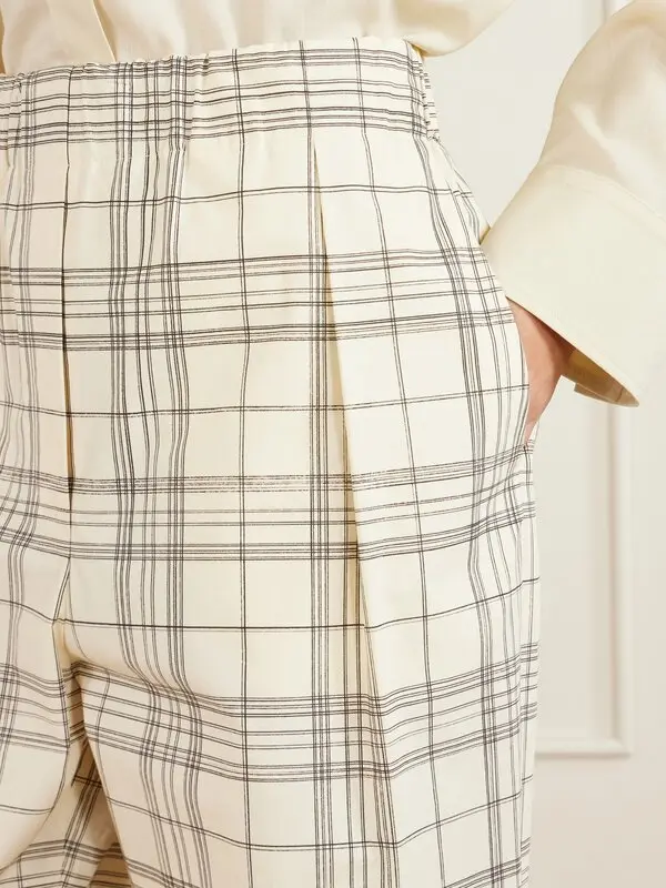 JIL SANDER Checked Cotton-poplin Wide-leg Pants