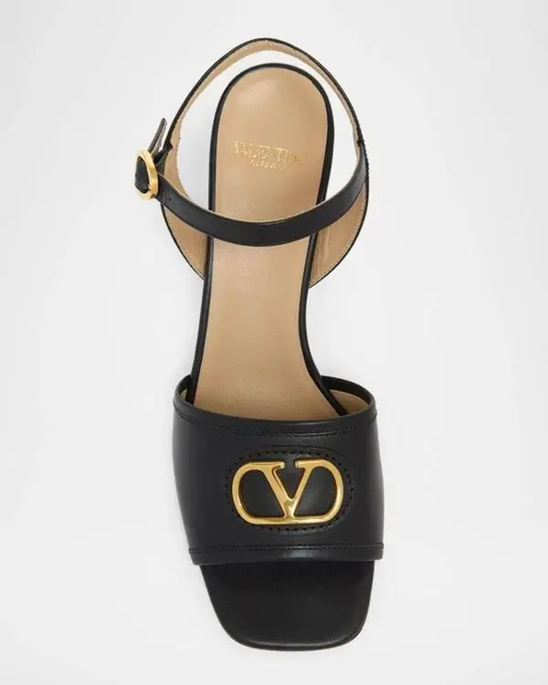 Valentino Garavani 75mm Vlogo Signature Leather Sandals - Ivory