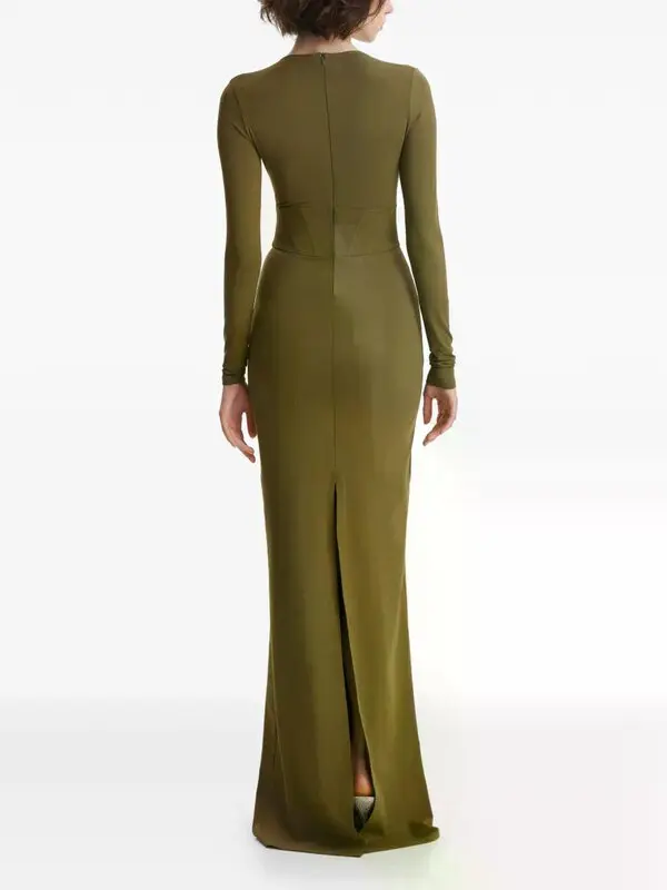 2310 STUDIO Long-sleeves Corset Maxi Dress - Green