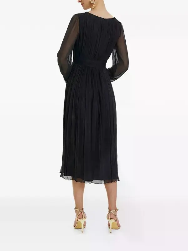 FRAMBOISE Vasquez Pleated Silk Midi Dress