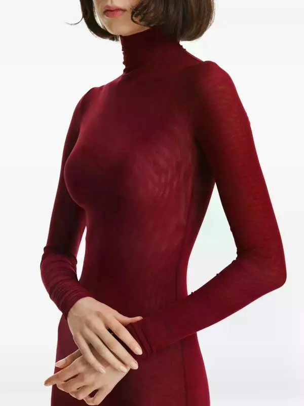 2310 STUDIO Long-sleeve Mesh Maxi Dress - Red