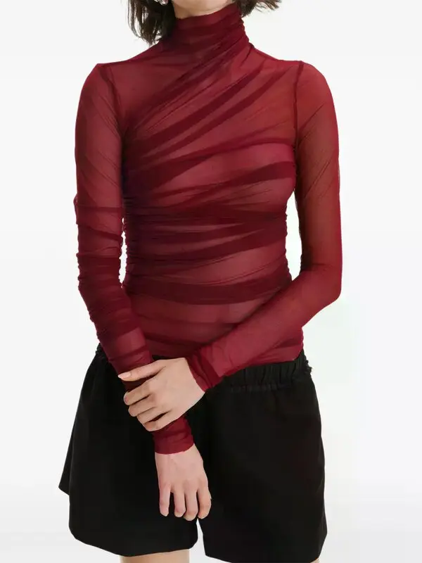 2310 STUDIO Draped Roll-neck Top - Red
