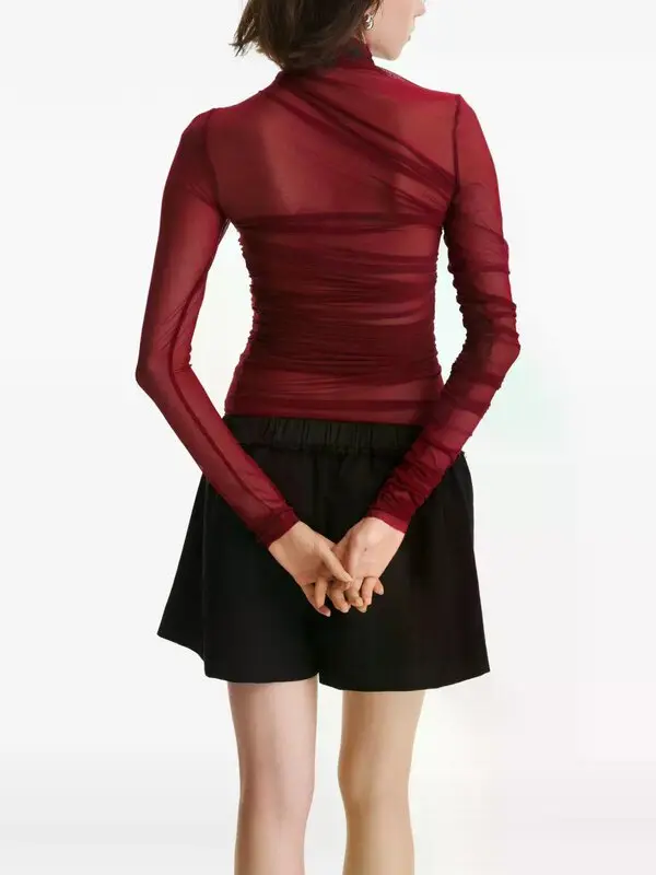 2310 STUDIO Draped Roll-neck Top - Red