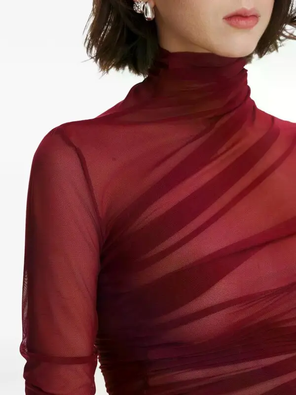 2310 STUDIO Draped Roll-neck Top - Red