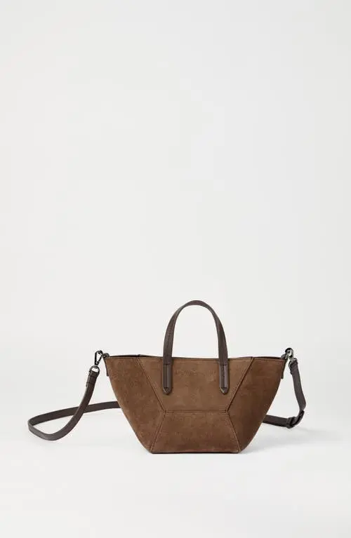 Brunello Cucinelli Mini Suede Bc Duo Bag - Bark