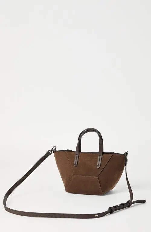 Brunello Cucinelli Mini Suede Bc Duo Bag - Bark