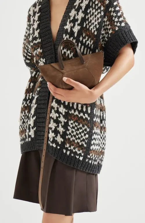 Brunello Cucinelli Mini Suede Bc Duo Bag - Bark