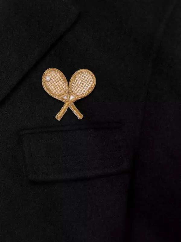 Thom Browne Tennis Racket Brooch - Gold