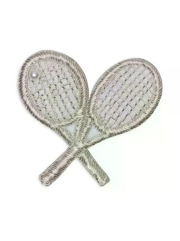 Thom Browne Tennis Racket Brooch - White