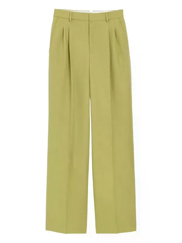 AMI Paris Pleated Wide Leg Trousers - Green