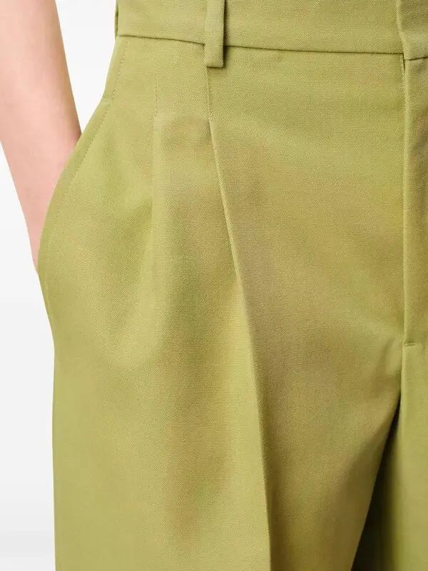 AMI Paris Pleated Wide Leg Trousers - Green