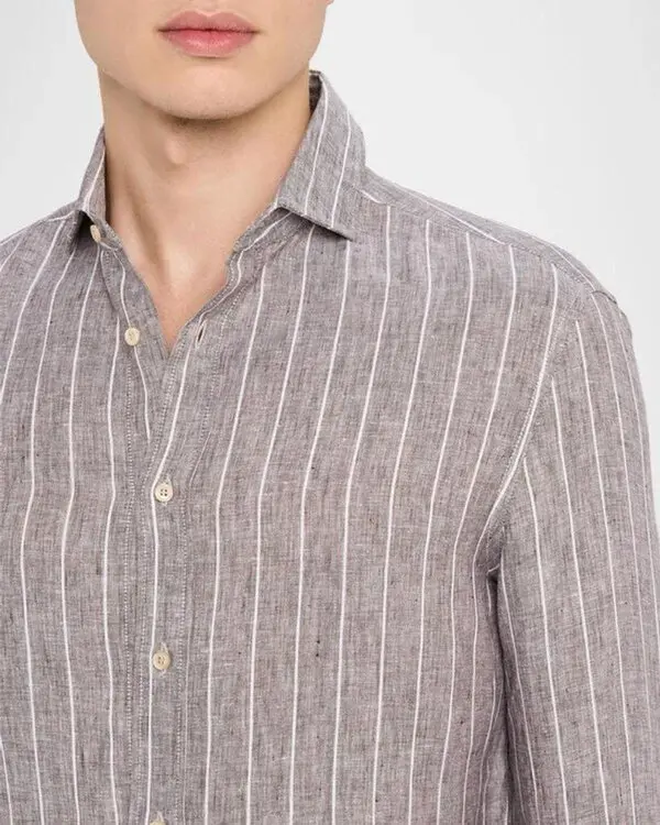 Brunello Cucinelli Apos;s Pinstripe Linen Button-down Shirt