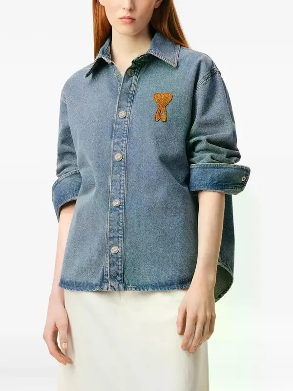 AMI Paris De Coeur Denim Overshirt - Blue