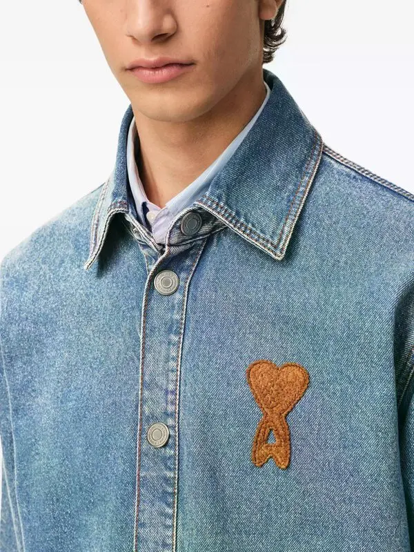 AMI Paris De Coeur Denim Overshirt - Blue