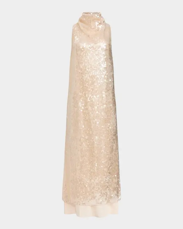 Altuzarra Noor Sequined Evening Gown - Macadamia