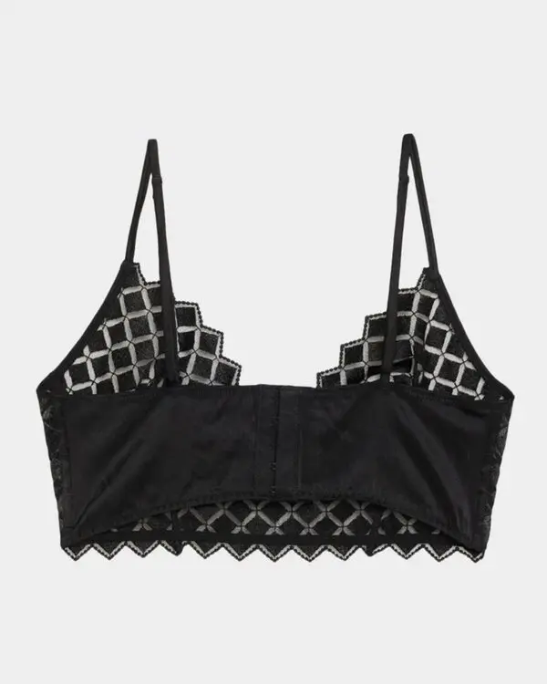Kiki De Montparnasse Lamine Diamond-embroidered Longline Bra - Black