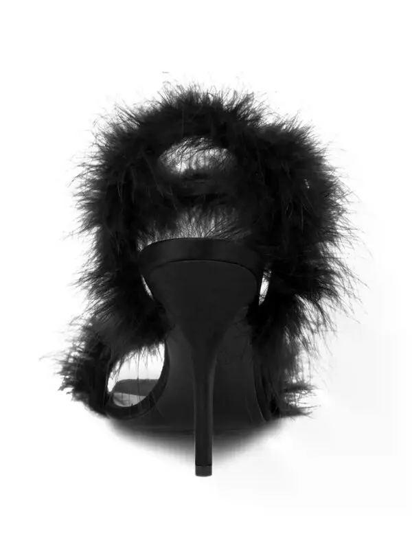 Moschino Feather-embellished Sandals - Black