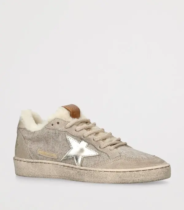 GOLDEN GOOSE Ballstar Shearling-lined Sneakers - Beige