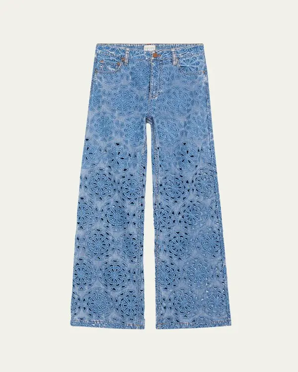 Alice + Olivia Weezy Laser-cut Wide-leg Jeans