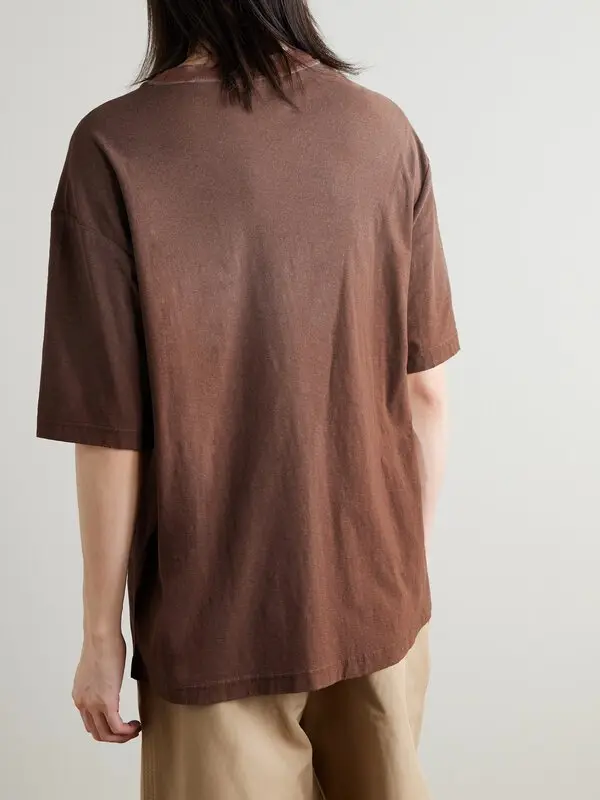 Acne Studios Exford U Oversized Logo-print Distressed Cotton-jersey T-shirt - Brown