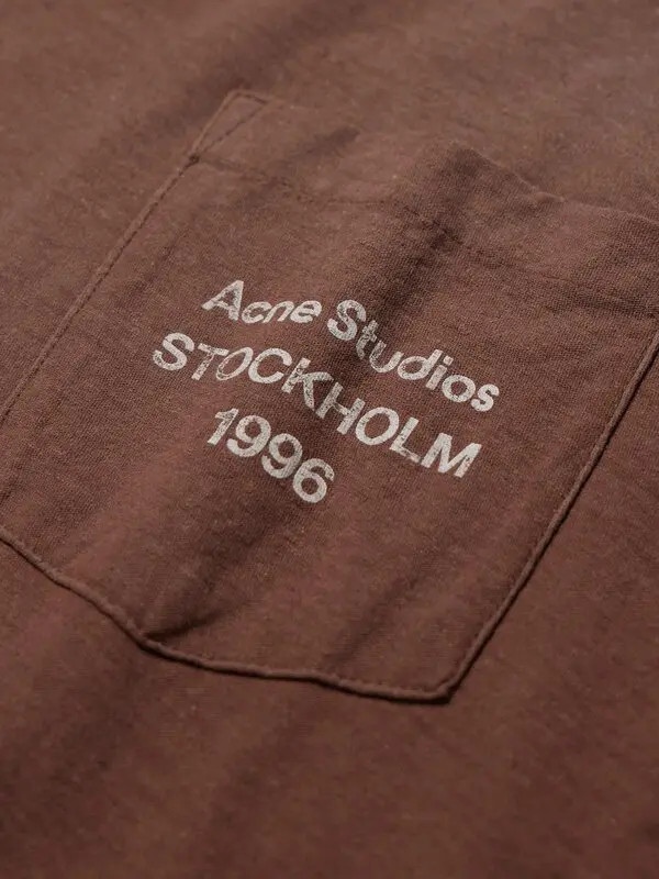 Acne Studios Exford U Oversized Logo-print Distressed Cotton-jersey T-shirt - Brown