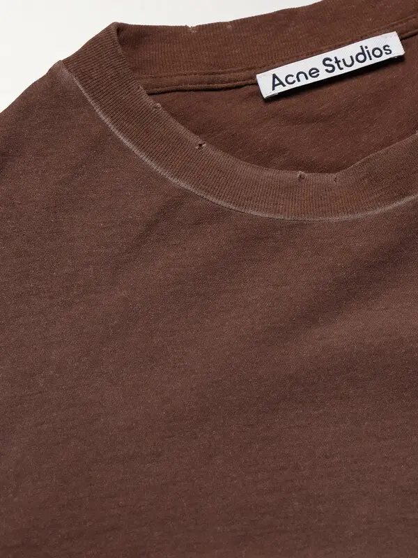 Acne Studios Exford U Oversized Logo-print Distressed Cotton-jersey T-shirt - Brown
