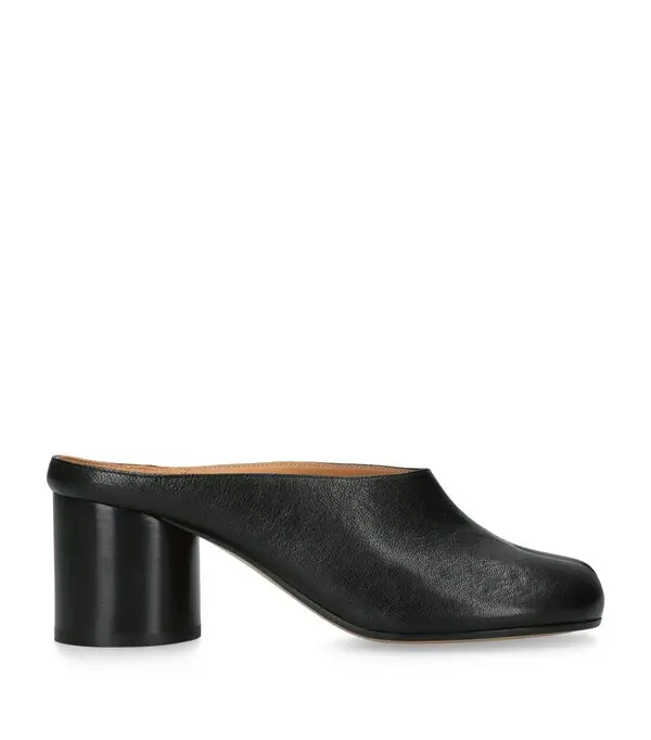 MAISON MARGIELA Leather Tabi Heeled Mules - Black