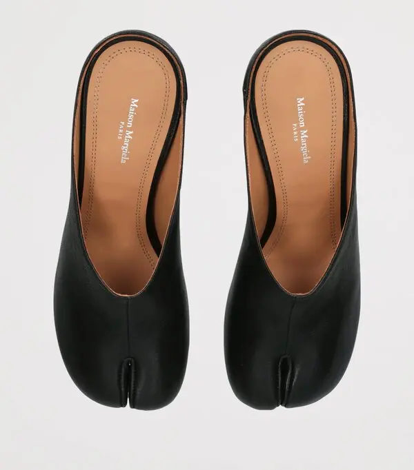 MAISON MARGIELA Leather Tabi Heeled Mules - Black