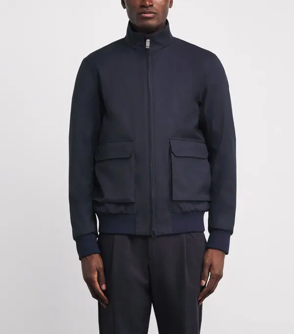 Herno Virgin Wool Bomber Jacket - Navy