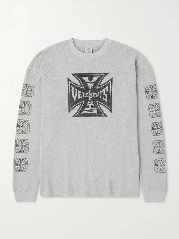 Vetements Printed Waffle-knit Cotton Sweater